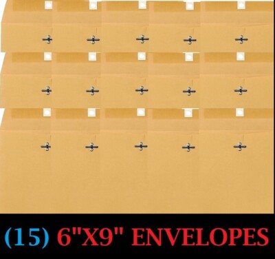( 15 ) 6x9 Manilla Brown Kraft Clasp Envelopes Letters Mailers Mailing ...