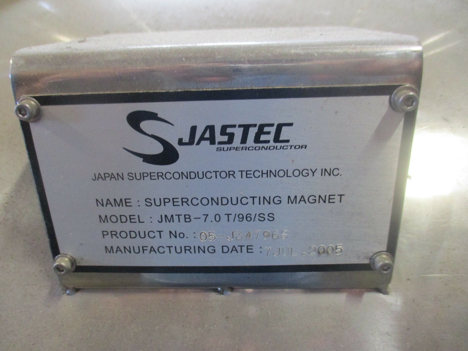 JASTEC 300 MHZ Horizontal 7T FTICR 98MM Magnet (m/n JMTB-70T/96/SS) AS ...