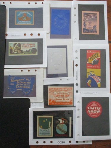 12 USA poster cinderella stamps CALIFORNIA auto show state fair ...