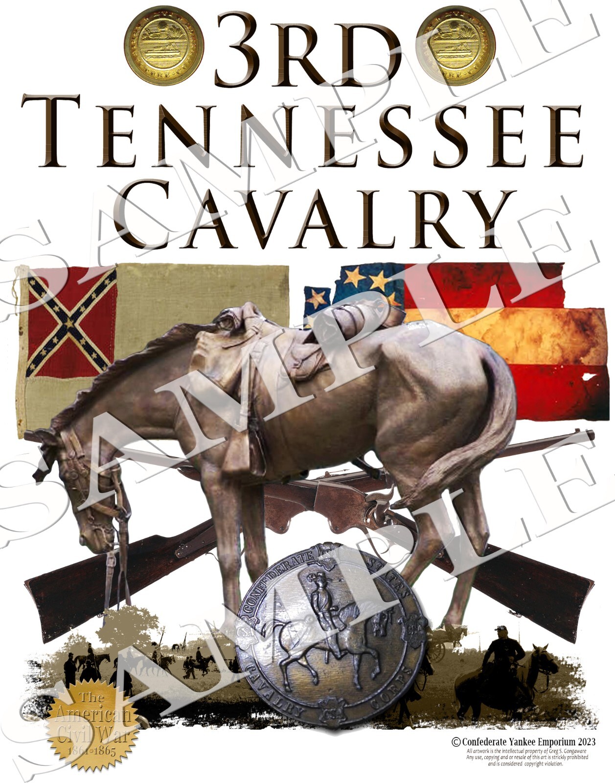 3rd Tennessee Cavalry C.S.A. Army American Civil War themed art print ...