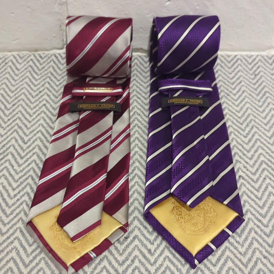 Donald Trump Ties Signature 100% Silk Gold Bar Necktie Lot of 7 Striped ...