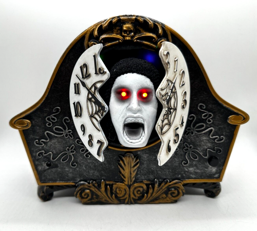 Gemmy Pop-Out Face Clock Screaming Zombie Red Eyes Works Halloween 7 ...