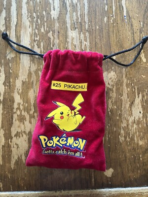 VINTAGE Pokemon Series 1 #25 PIKACHU RED Pouch Bag With 10 Marbles | eBay