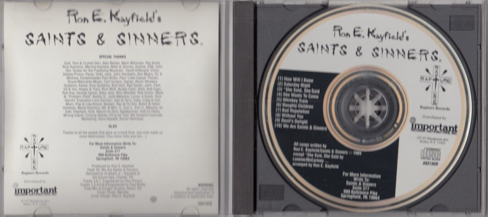 Ron E. Kayfield's Saints & Sinners CD 1989 RAPTURE SS213CD METAL ROCK ...