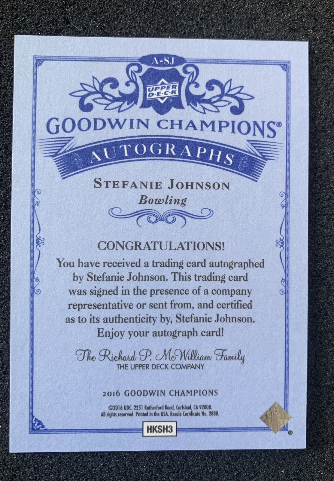 2016 Upper Deck Goodwin Champions - Autographs Stefanie Johnson #A-SJ ...