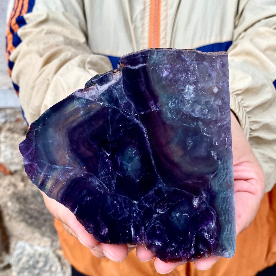 466G Large natural color fluorite section quartz crystal flakes mineral ...