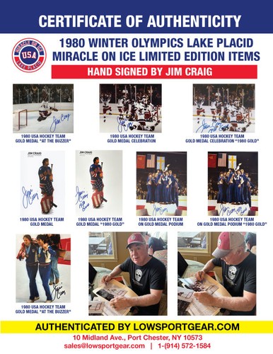 Jim Craig Signed Miracle on Ice 1980 USA Hockey Lake Placid Official ...