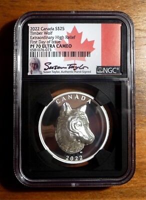 2022 CANADA $25 Extraordinary High Relief Silver Timber Wolf NGC PF70 ...