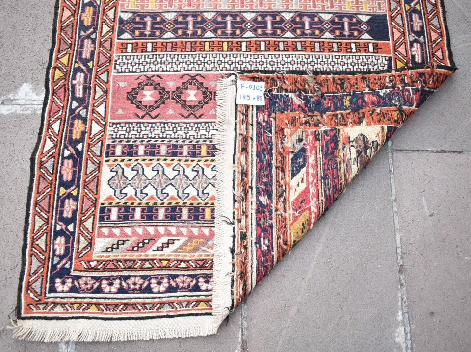 Caucasian Soumak Rug 34'' x 74'' Rahrah Runner Rug Organic Wool Kitchen ...
