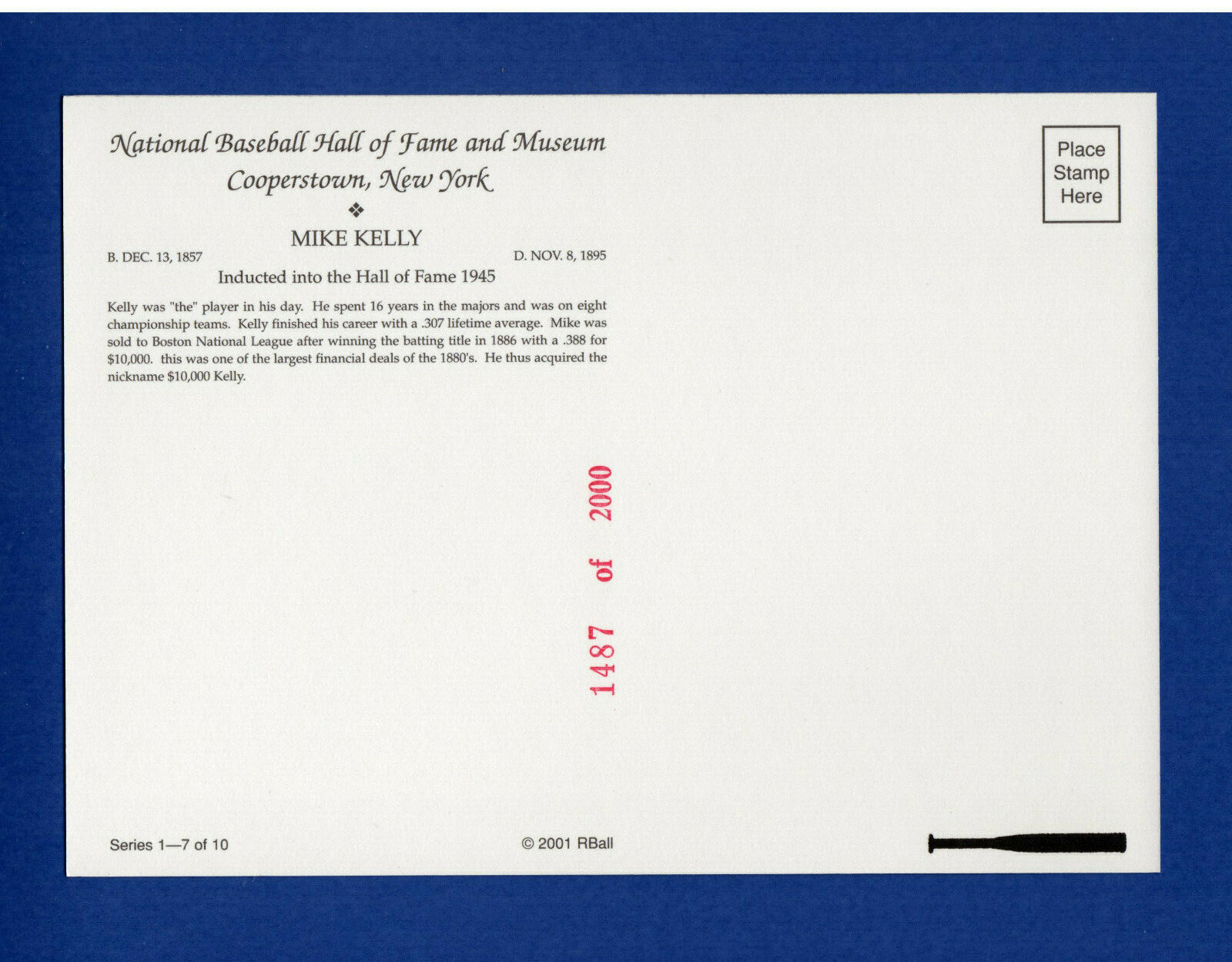 #7 MIKE KING KELLY, Boston Beaneaters| 5x7 color N173 HOF 1887 Goodwin ...