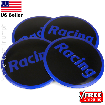 4x Racing Wheel Center Hub Cap Sticker Decal 2.2" DOME SHAPE (Blue ...