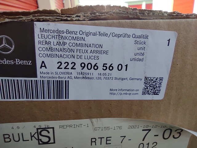 2014 - 2016 MERCEDES BENZ S Class W222 OEM Driver Left LED Tail Light ...