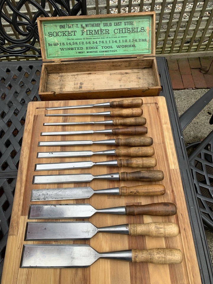 12 piece Witherby Bevel Edge Firmer Chisel Set W/ Original Box and ...
