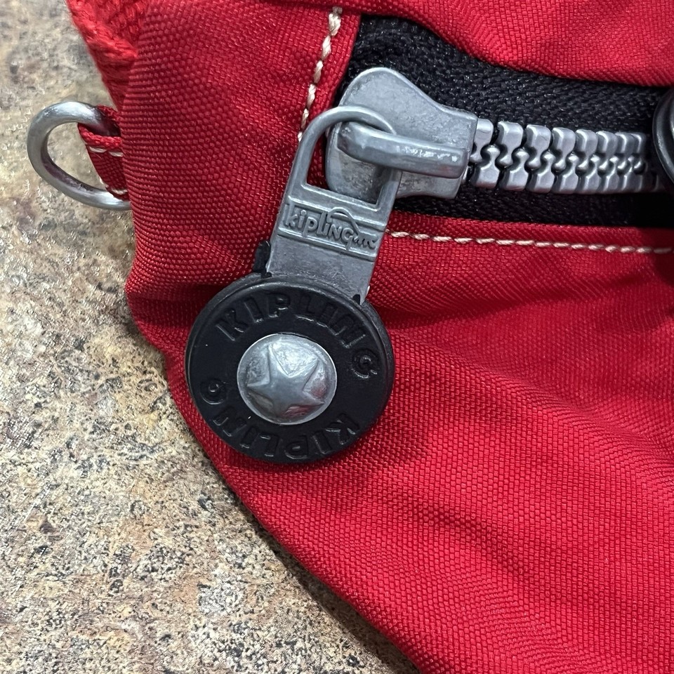 Vintage Kipling Red Nylon Fanny Pack Hip Waist Sling Belt Bag Zip EUC ...