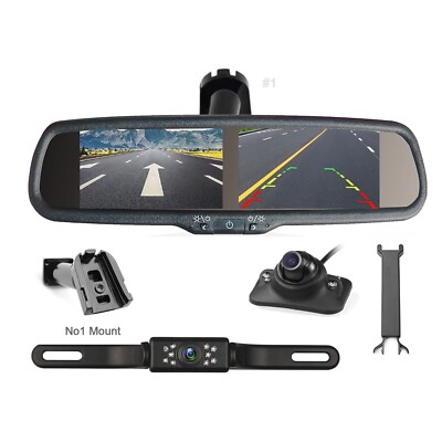 iPoster 4.3" Mirror Dual Split Screen Car Monitor Front Rear View ...