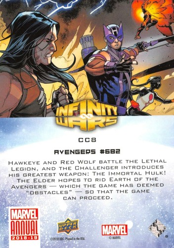 2018-2019 MARVEL ANNUAL (Upper Deck) INFINITY WARS COMIC COVERS Insert ...