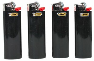 New Lot of 4 Bic Ebony Jet Black Full Size Lighters Regular Bic Size ...