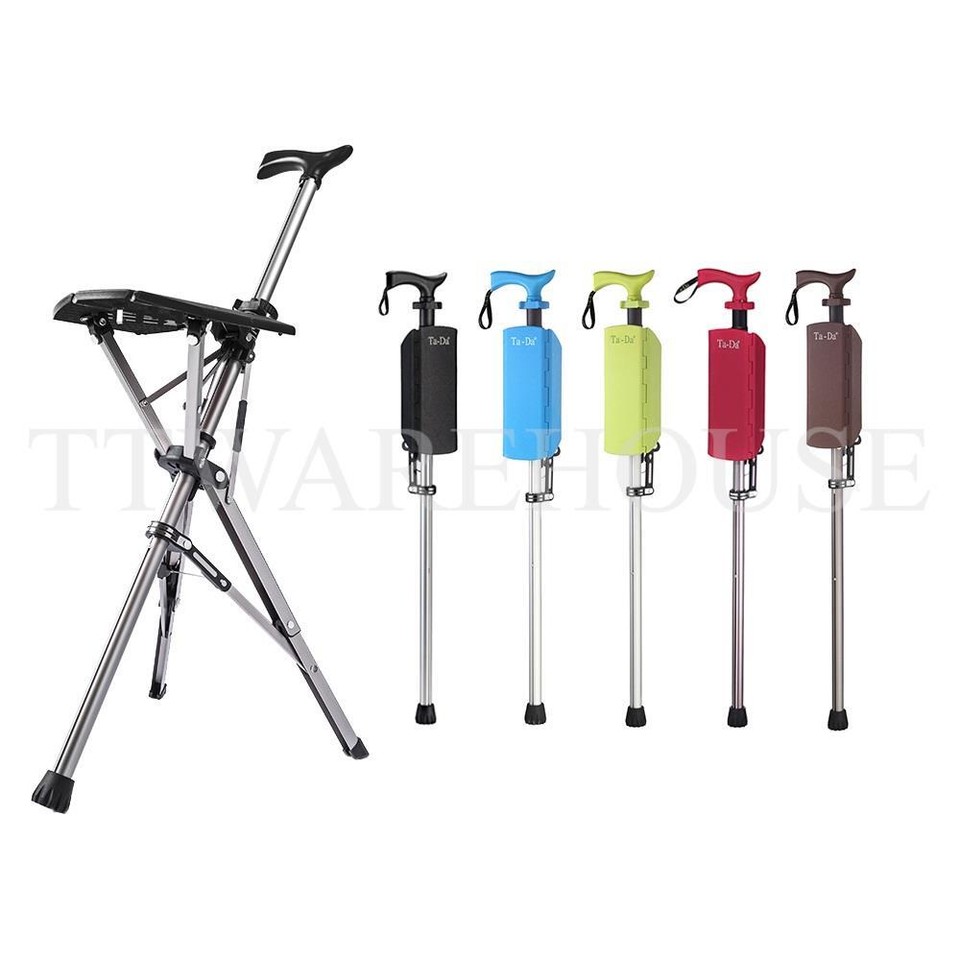 NEW Ta-Da Chair Folding Aluminum Tripod Cane Chair Portable Walking Stick PINK | eBay