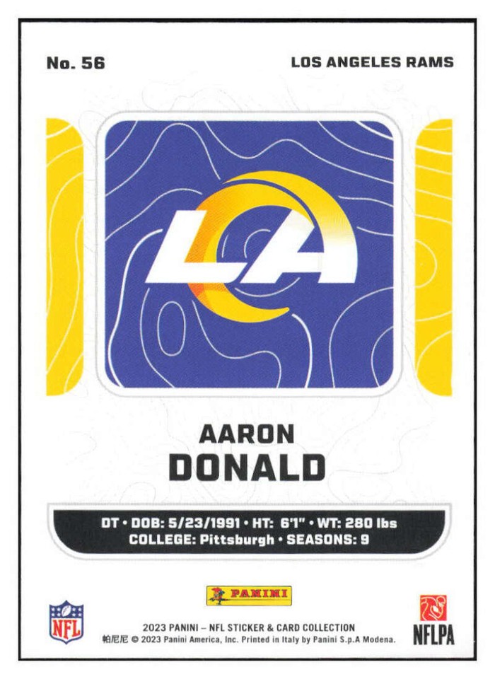 AARON DONALD 2023 Panini Card Collection /149 Red #56 Rams NFL ID:87898 ...