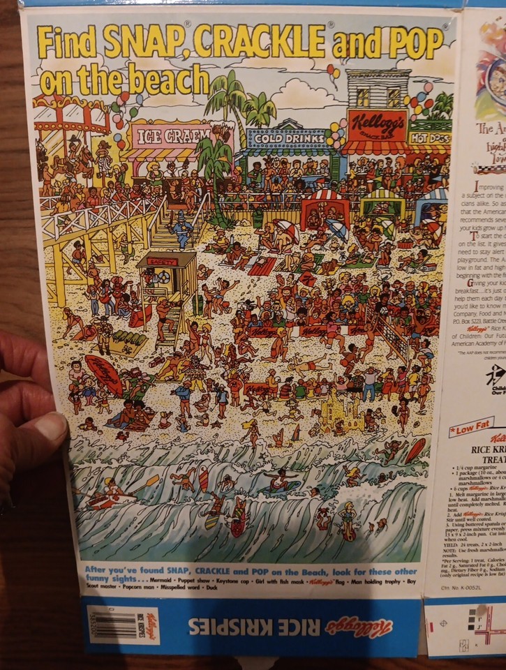 1992 Kelloggs Rice Krispies Cereal Box Empty Used Snap, Crackle, Pop ...
