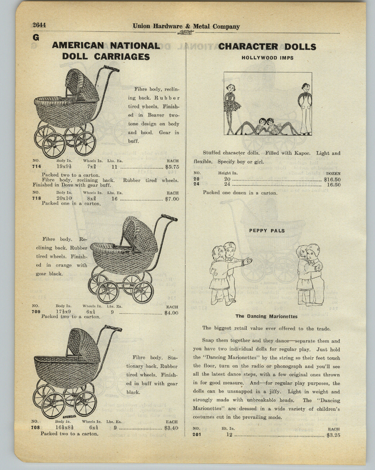 1930 PAPER AD Peppy Pals Dancing Marionettes Hollywood Imp Imps Doll ...