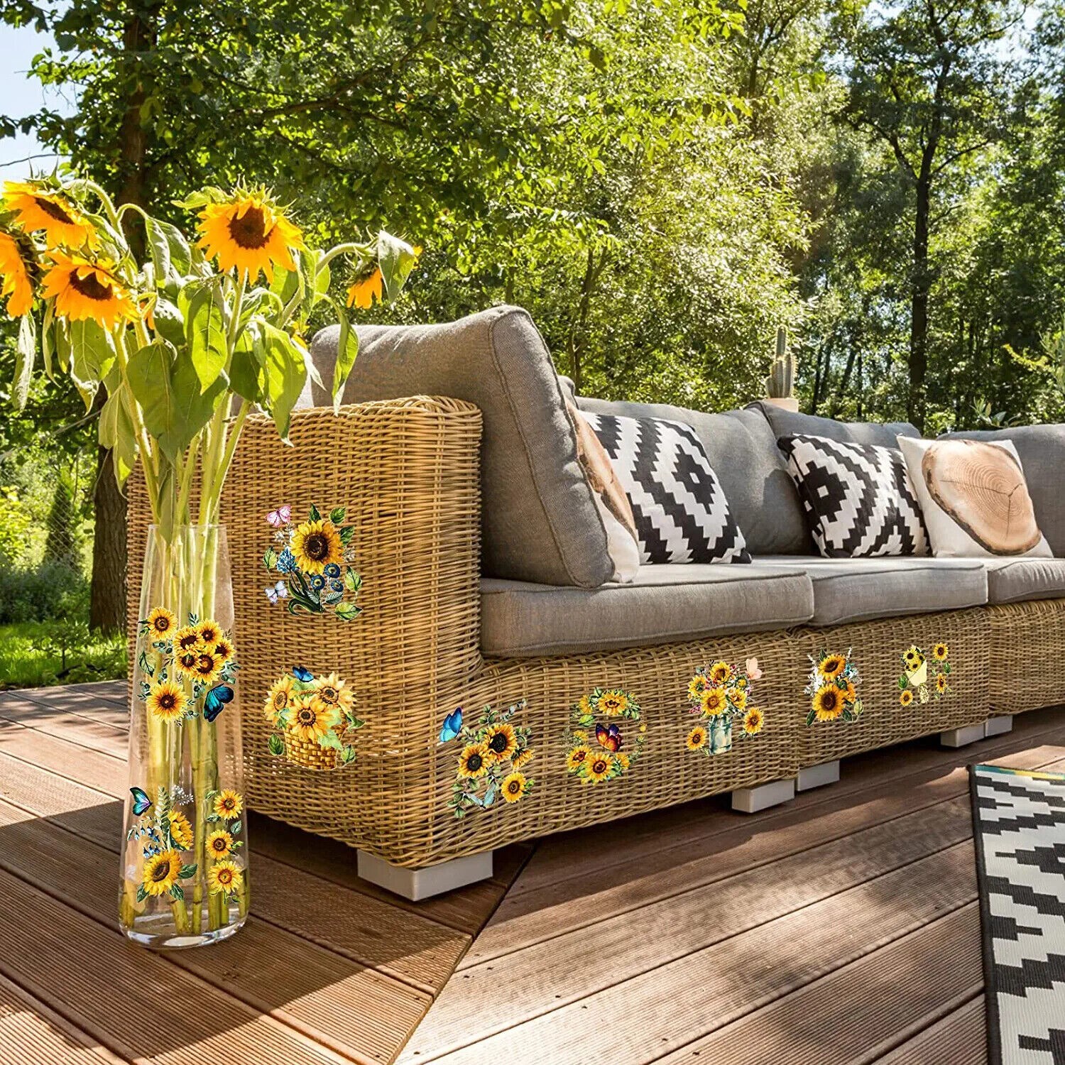 9 Sheets Sunflower Rub On Transfer Decals Rustic Sunflower Rub On ...