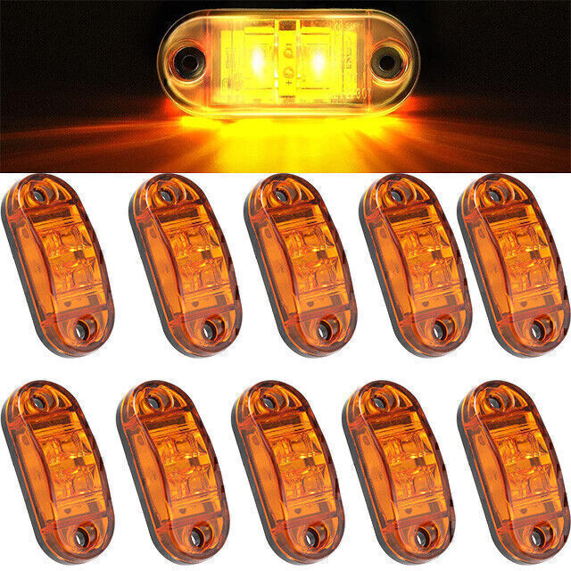 10Pcs Amber Oval LED Side Clearance Marker Lights 2.5" For Car Truck ...