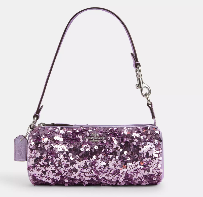NWT COACH LILAC SEQUIN NOLITA BARREL BAG CQ589 HANDBAG EVENING PARTY ...