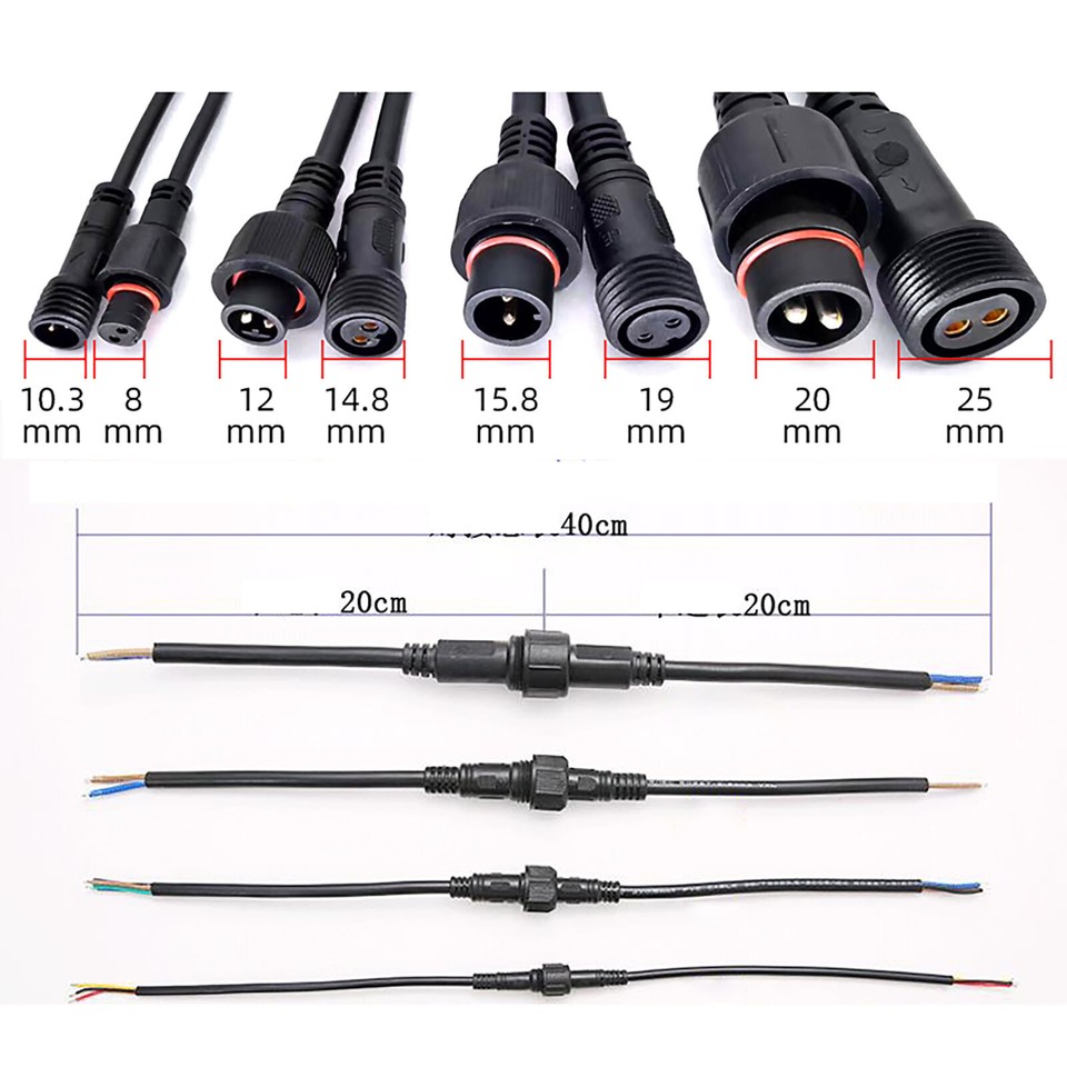 2Pin - 8Pin Waterproof Electrical Cable Wire Connector Joint Power Plug ...