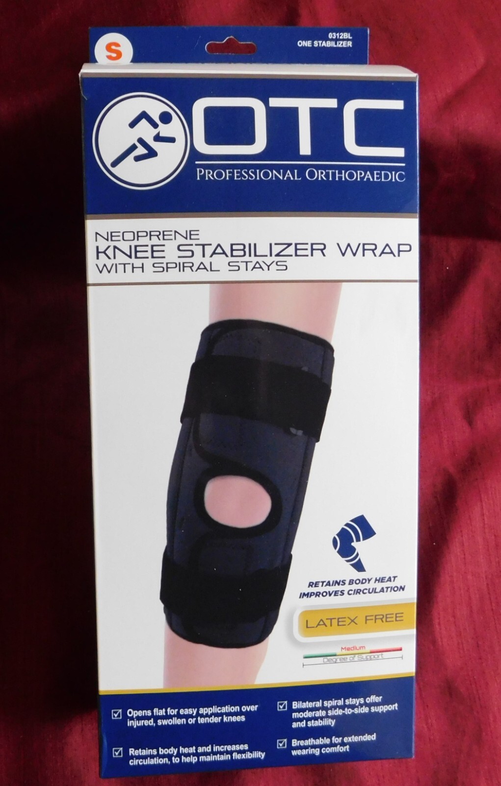 OTC Orthotex Knee Brace/Stabilizer Support/Spiral Stays 4-Way Stretch ...
