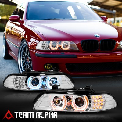 Fits 1996-2003 BMW E39 {DUAL ADJUSTABLE RGB LED HALO} Chrome Projector ...