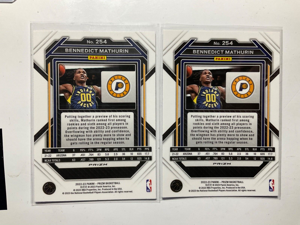 22-23 Select BENEDICT MATHURIN Rookie Card #79 Red & Blue Cracked Ice ...