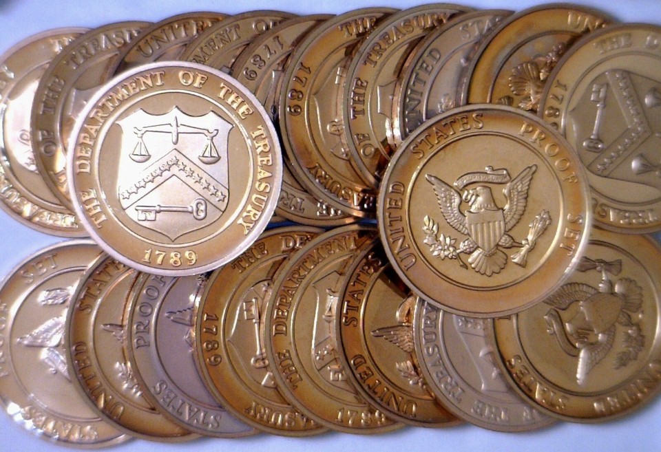 1 ROLL of PROOF U.S. Mint Quarter Size Brass Token Coins = 20 Coin LOT ...