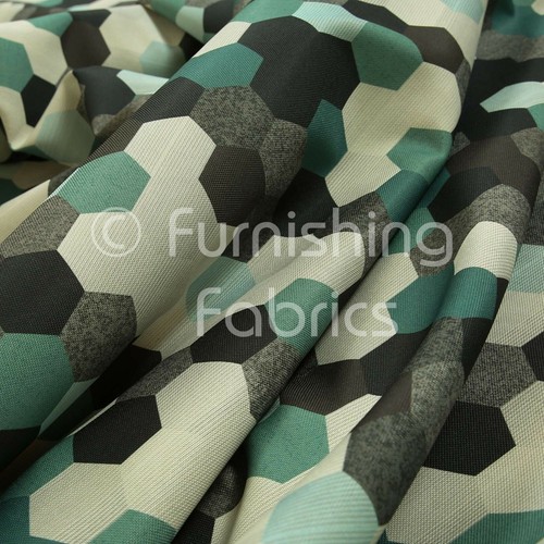 Geometric Pattern Blue Grey White Mix Printed Modern Upholstery Curtain ...