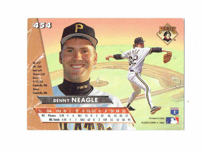 Denny Neagle Pittsburgh Pirates Pitcher #454 Fleer 1993 #Baseball Card ...