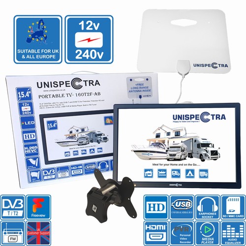 16” LED HD TV 12V 240V DVB-T2, FM Tuners Freeview MOTORHOME CARAVAN ...