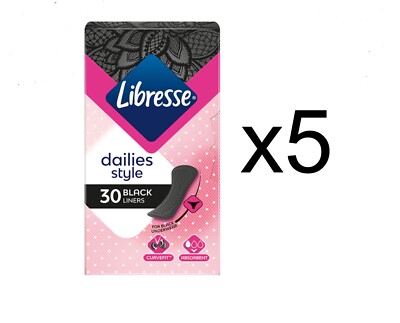 5pack LIBRESSE NORMAL MULTI, sanitary dailies napkins, black, 30 pcs ...