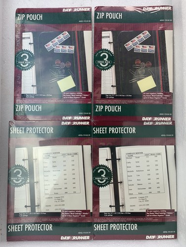 Day Runner Zip Pouch x4 Sheet Protector x4 New 5.5x8.5” Size | eBay