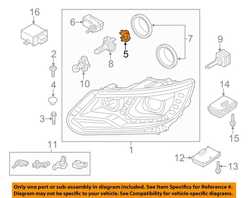 VW VOLKSWAGEN OEM 11-17 Tiguan Headlight Head Light Lamp-Retainer ...