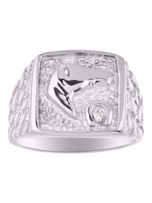 Diamond Horse Ring Sterling Silver or Gold Plated Silver Good Luck Ring ...