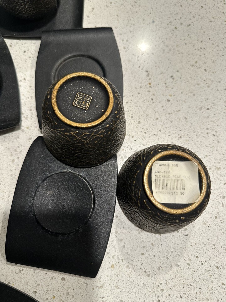 TEAVANA Koi Fish Cast Iron Tea Pot Kettle Cups Saucers And Warmer Set ...