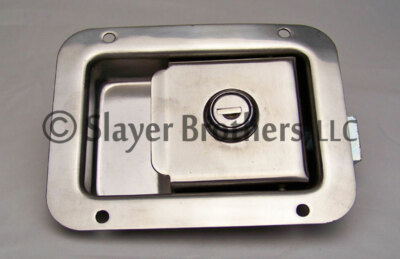 Custom Polished Stainless Steel Paddle Handle Door Latch + Latch Strike ...