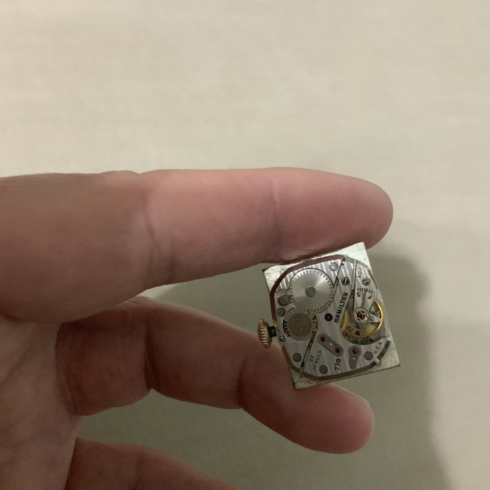 1950’s Hamilton 18K Solid Gold Tank 22J Watch 770 Movement Works 22mm ...