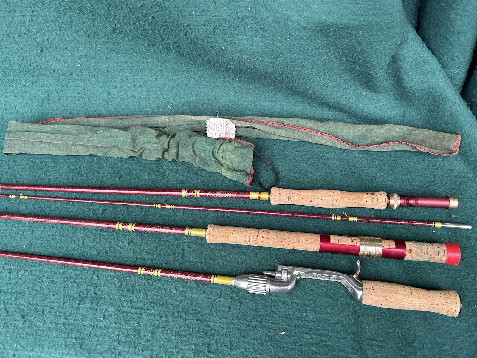 Vintage Action Rod Fiberglass Fishing Rod 3 Pole Set Spinning Fly Rodの ...