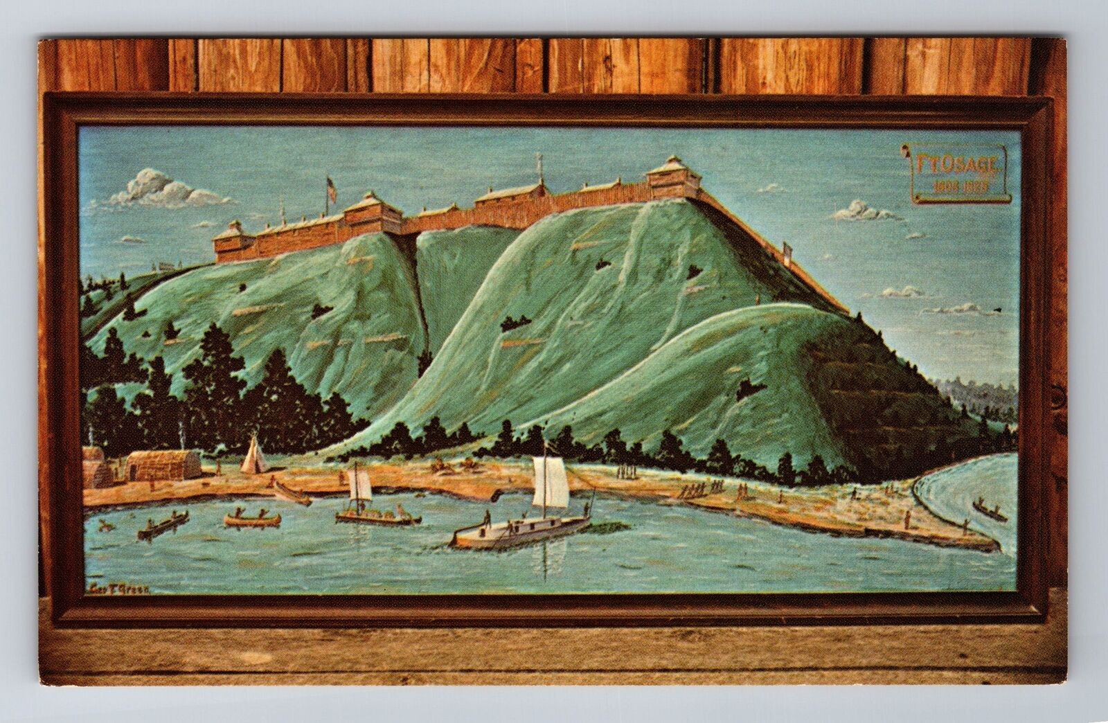Sibley MO-Missouri, Fort Osage, Concept Painting of Ft Osage, Vintage ...
