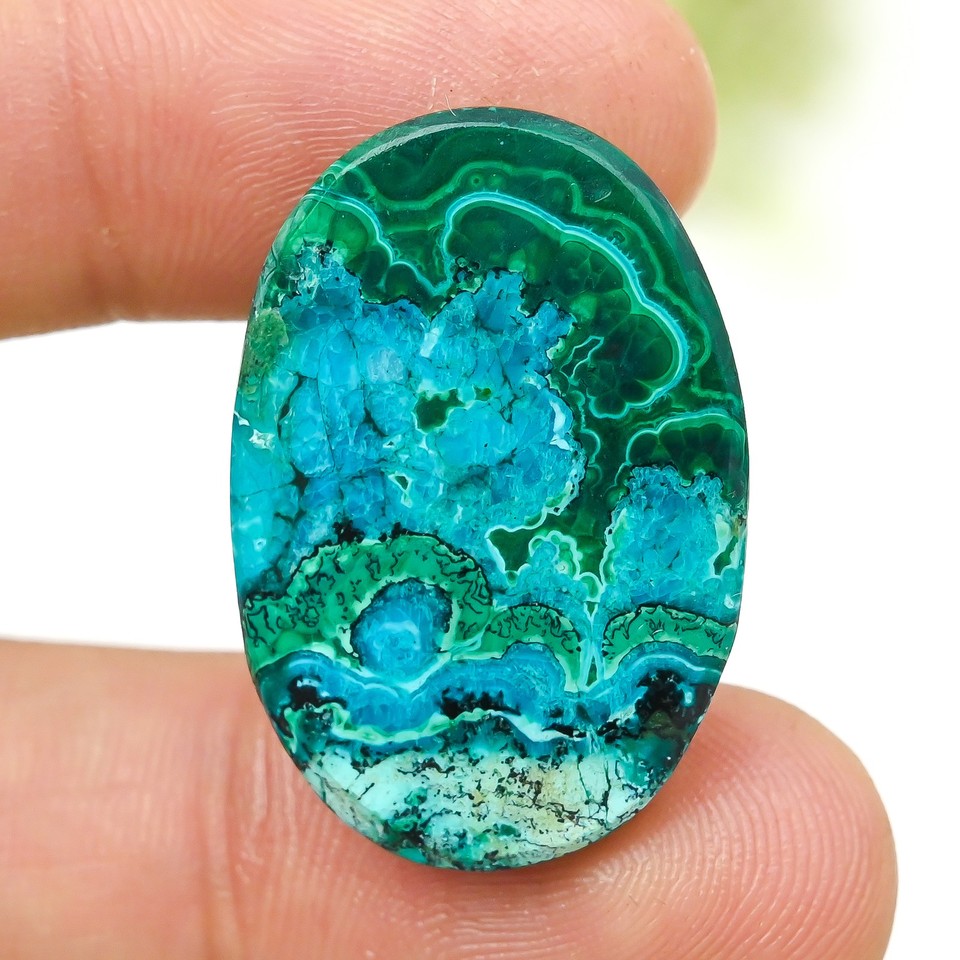 37.80Cts Natural Malachite Chrysocolla Oval Cabochon loose Gemstone ...