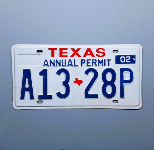 🐾 2002 TEXAS "ANNUAL PERMIT" LICENSE PLATE (A13-28P) | eBay
