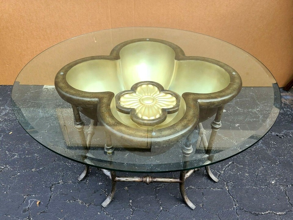 Lotus Flower Glass Top Indoor Outdoor Cocktail Side End Table 48" | eBay