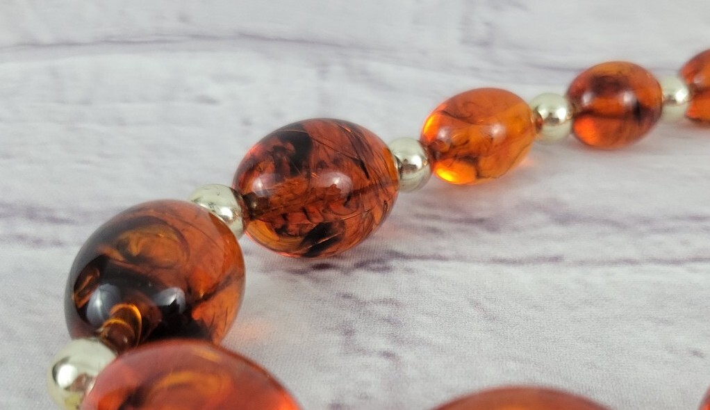 Vintage NOS Genuine Lucite Necklace Amber 30" Beautiful Piece! | eBay