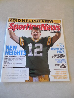 SPORTING NEWS Magazine, AUGUST 30, 2010, AARON RODGERS Cover, 2010 NFL ...